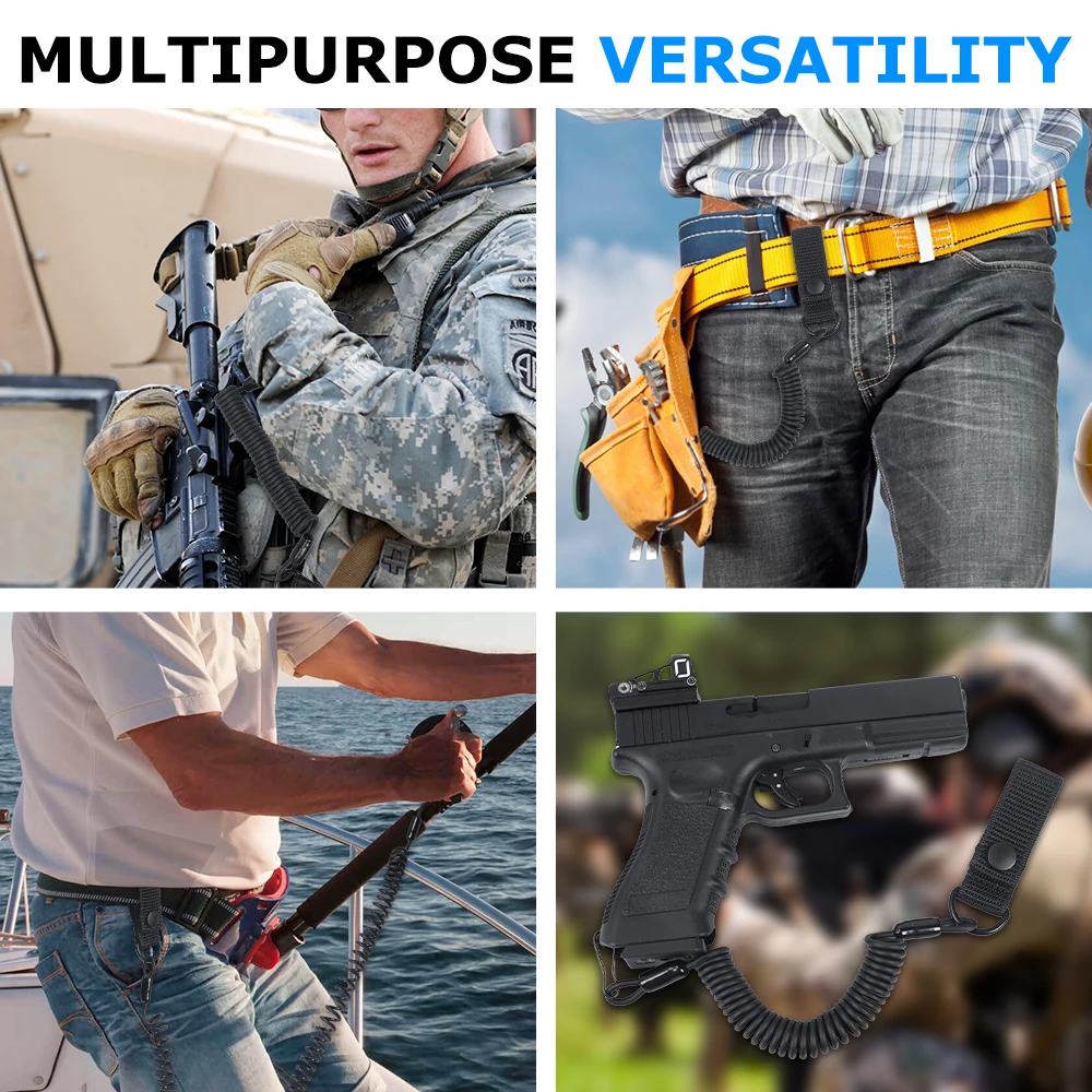 Elastic Lanyard Rope Tactical Anti-lost Military Spring Safety Strap ...