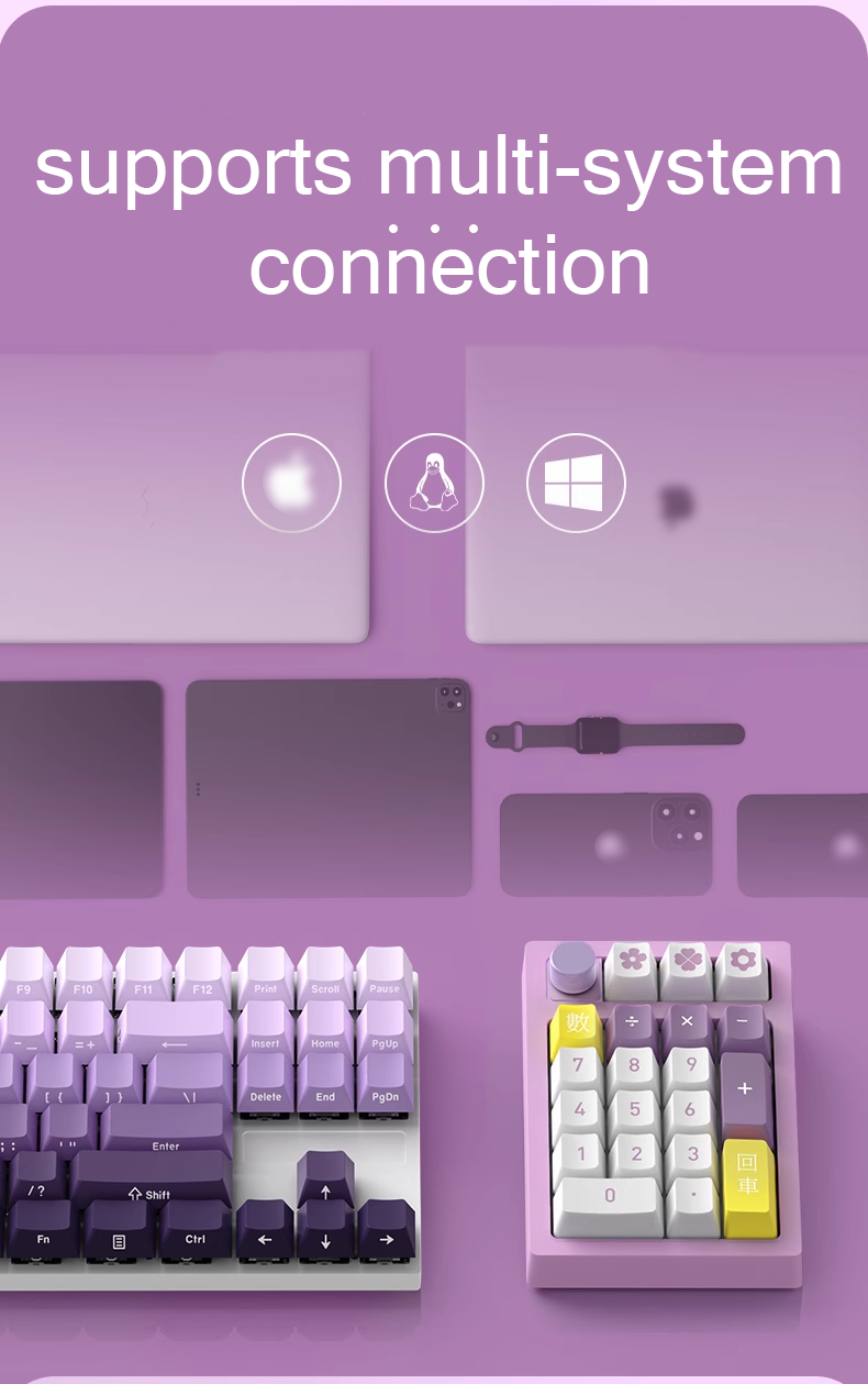 K20 Numpad Tri-Mode Mechanical Keyboard QMK/VIA Hot Swappable Wireless with Knob Numeric Keypad ...