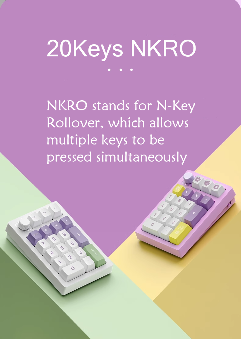 K20 Numpad Tri-Mode Mechanical Keyboard QMK/VIA Hot Swappable Wireless ...