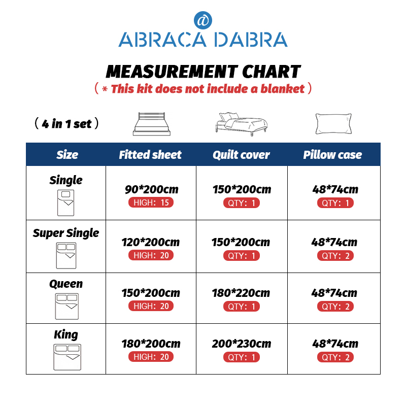 Abraca Dabra Washed cotton Material Bedding Sets 4-in-1 Set Include ...