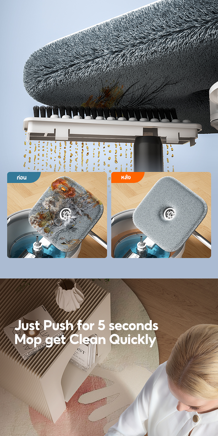 LOOLALA New Clean And Dirty Separation Mop Bucket Lazy Rotating Mop ...