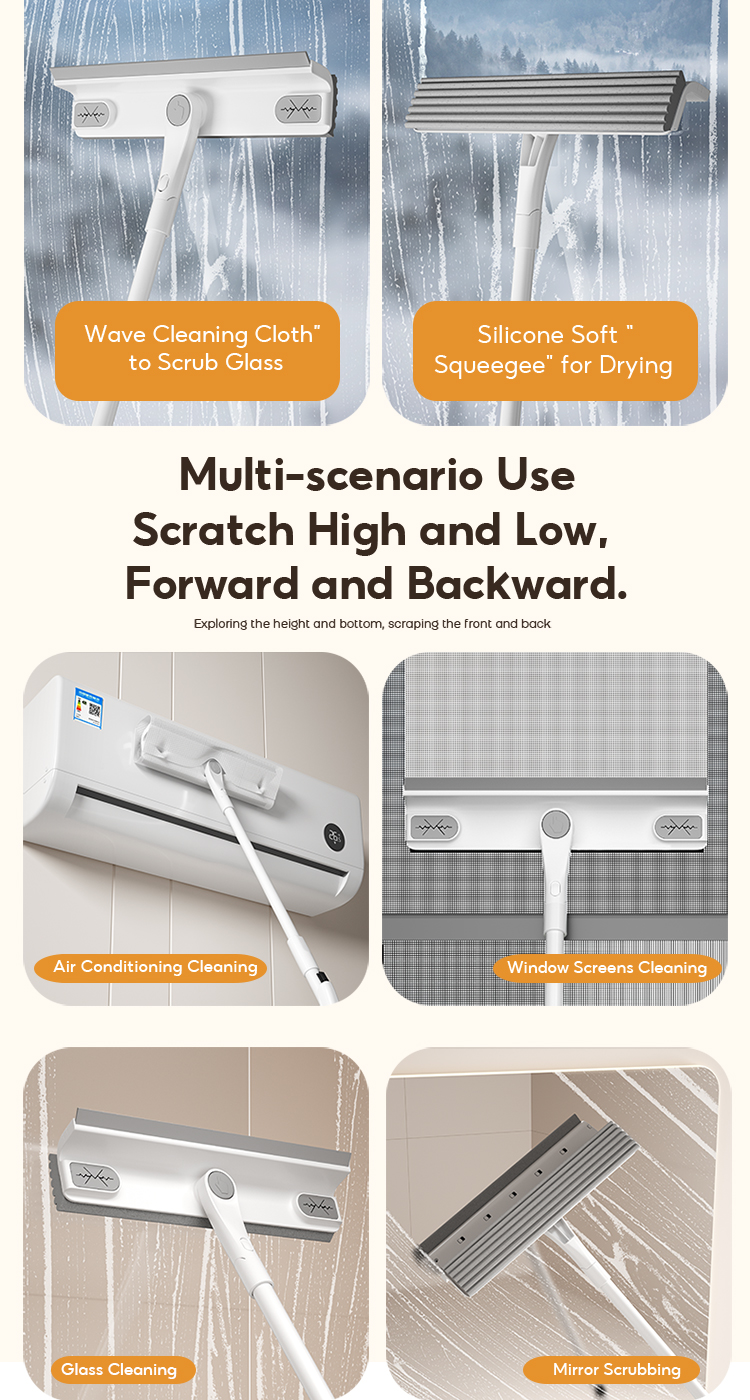 LOOLALA Multifunctional Window Cleaner Wiper Long Handle Brush Car Wash ...