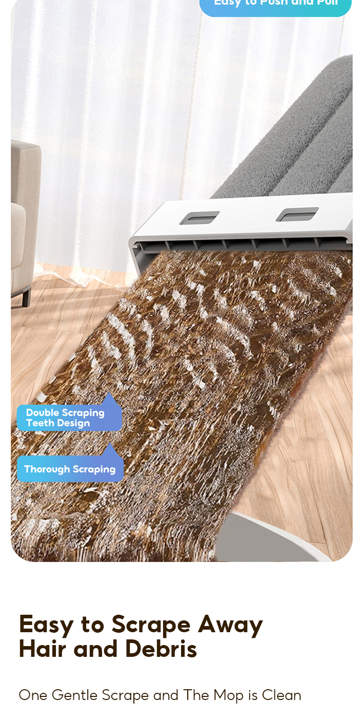 LOOLALA 50cm Flat Mop Household With Scraping Strips Wet and Dry Use ...