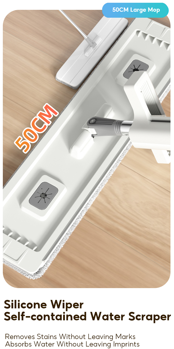 LOOLALA 50cm Flat Mop Household With Scraping Strips Wet and Dry Use ...