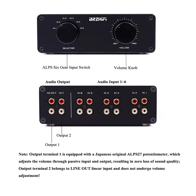 Hifi Lossless 6 Ways Audio Signal Input Switcher Passive Preamplifier ...