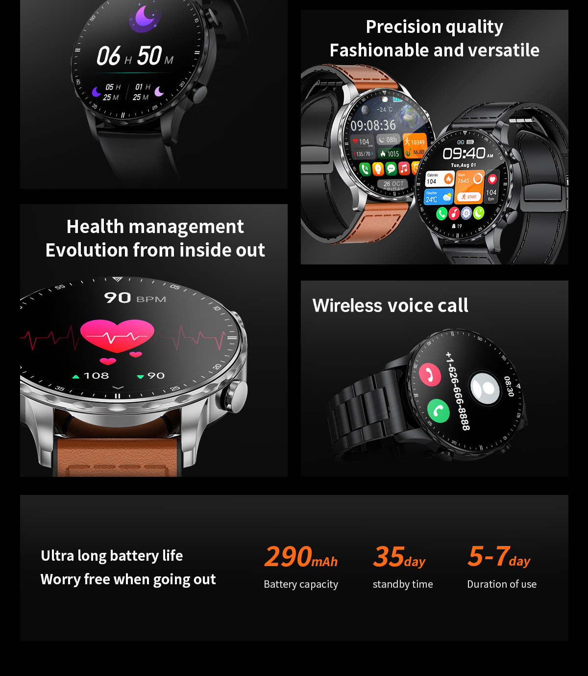 LIGE Smart Watch Original Men Blood Oxygen Health Monitor Watches AI ...