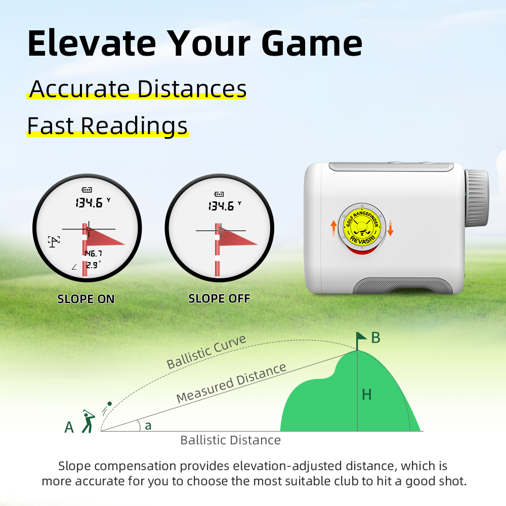 REVASRI Golf Laser Rangefinder with Slope Switch 1000Y Golf Laser Range Finder with Flag Lock ...