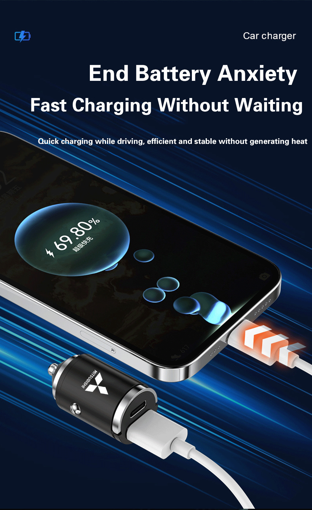 For TOYOTA Car Phone Quick Charger 200W Type C PD QC3.0 USB Dual Ports Fast Charging for Alphard ...