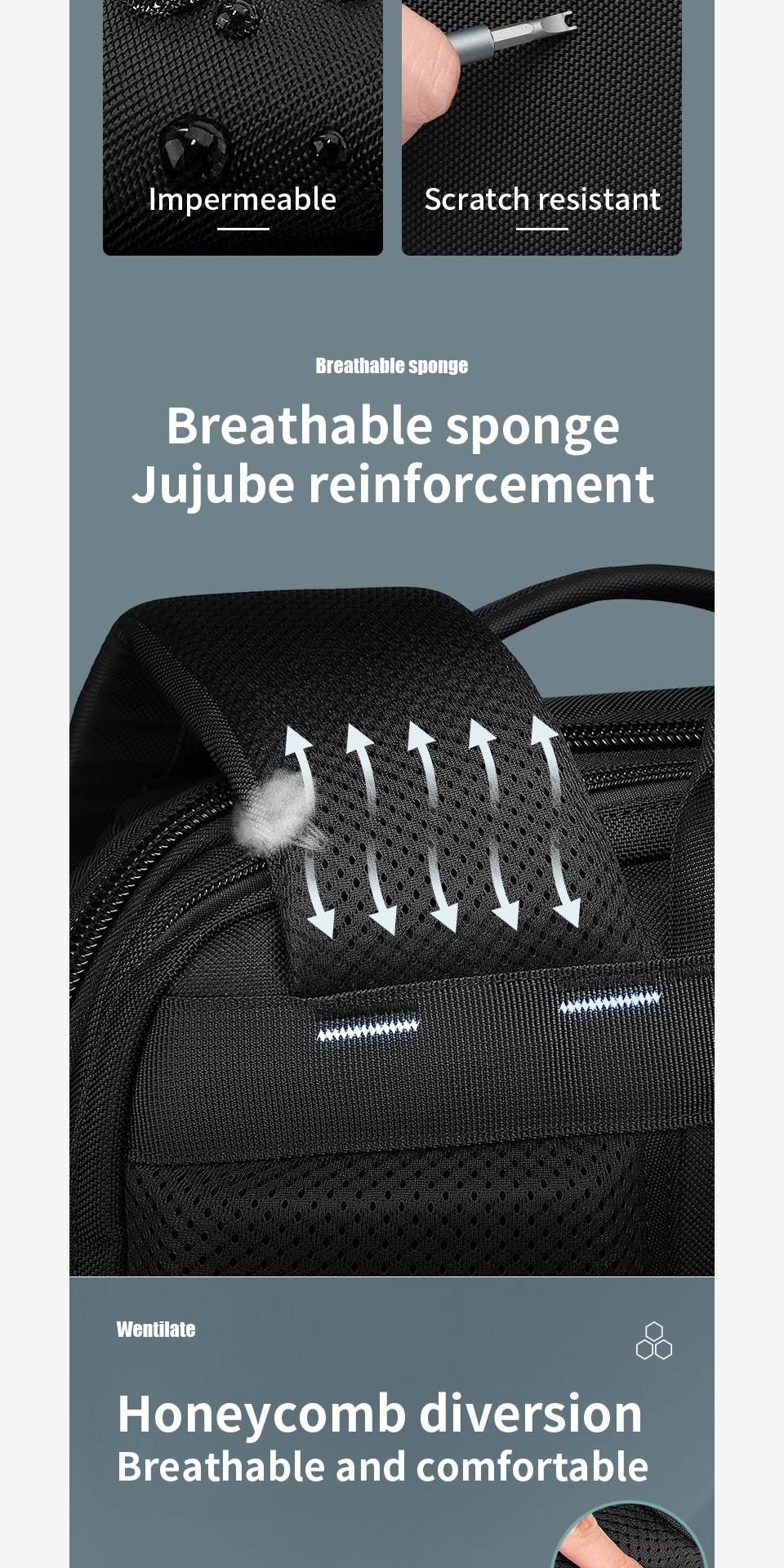 OZUKO Fashion Backpack Men Multifunction Laptop Waterproof Outdoor ...