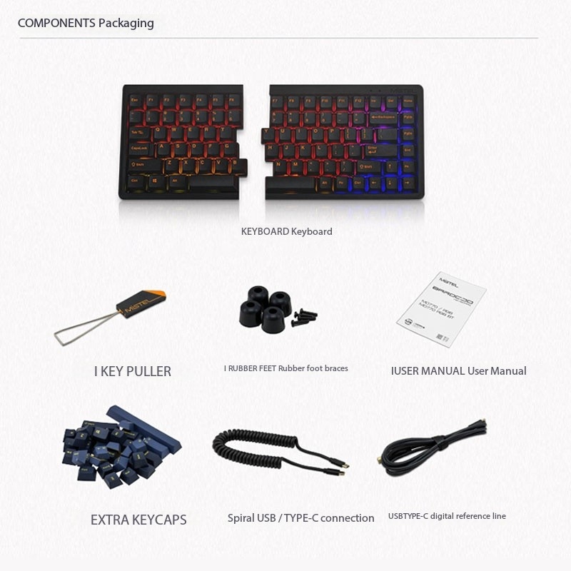 BAROCCOMISTEL MISTEL MD770 RGB split Mechanical keyboard Split Gaming ...