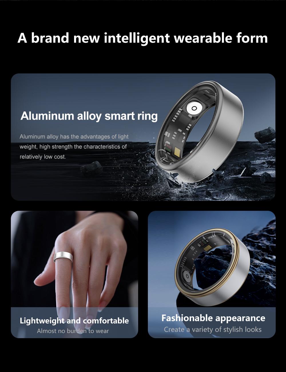 NEW SR06 Smart Ring Men Women Bluetooth 5.1 IP68 & 5ATM Waterproof ...