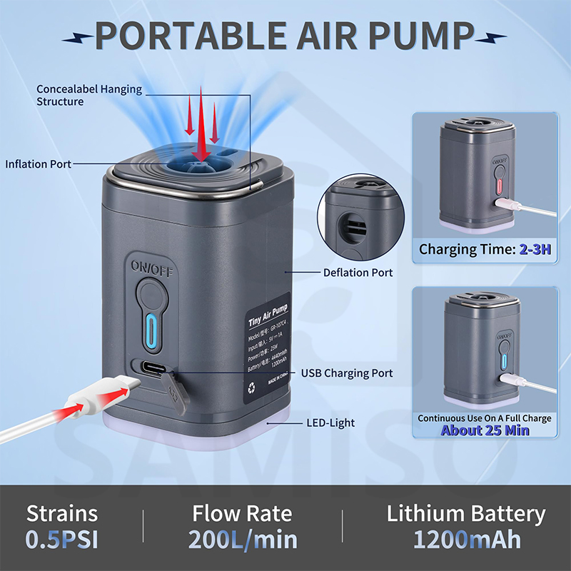 🇸🇬 SG Stock Mini Wireless Air Pump, Portable Air Pump with Camping ...