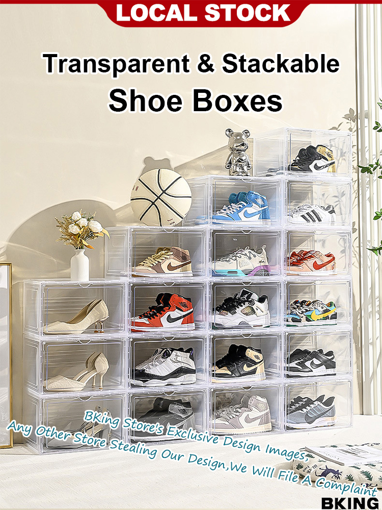 Acrylic Shoe Box Storage Stackable Shoe Organiser Shoes Storage Box ...