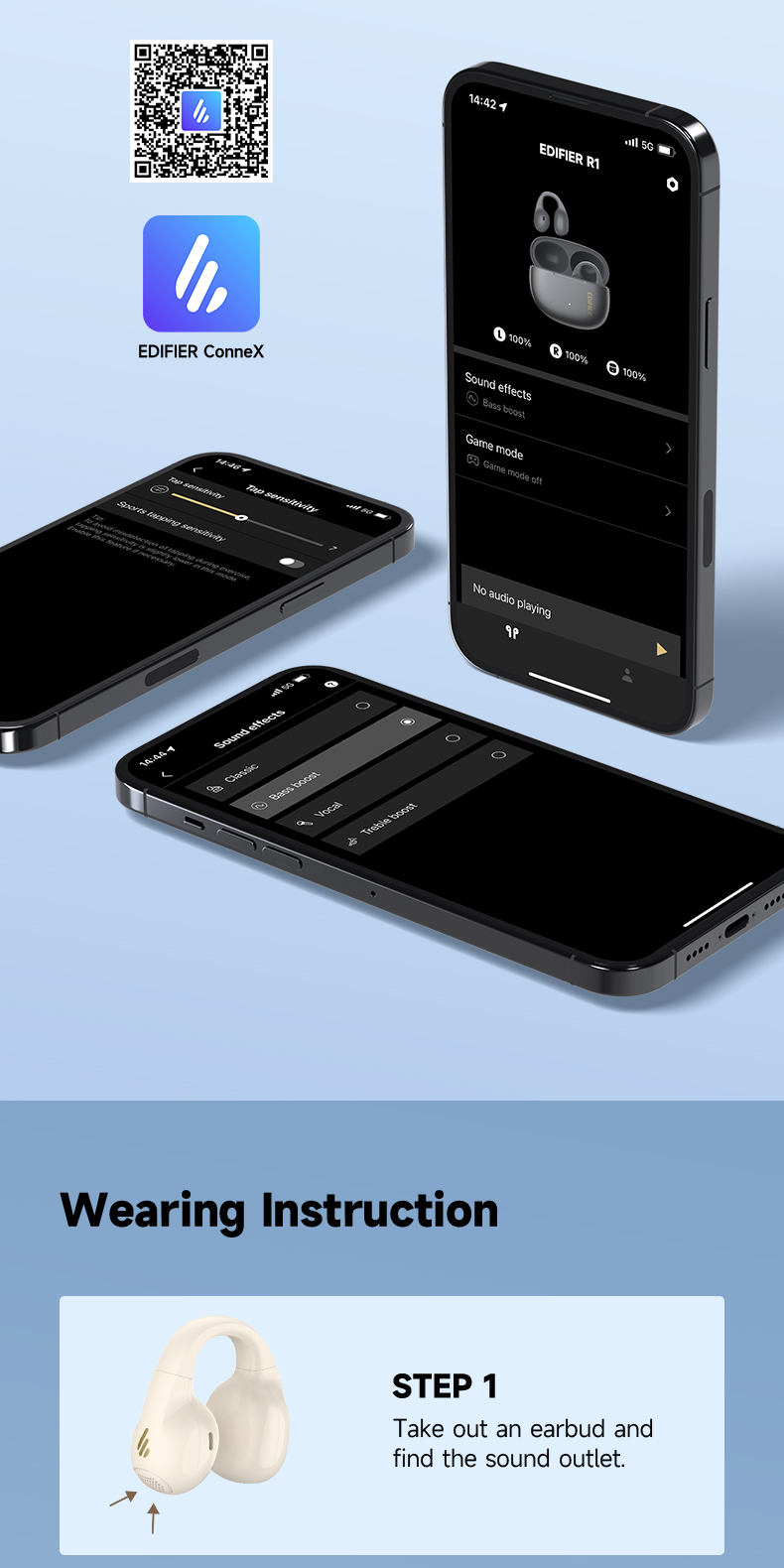Edifier R1 Bluetooth 5.4 Open-ear Earphones Ear Clip True Wireless ...