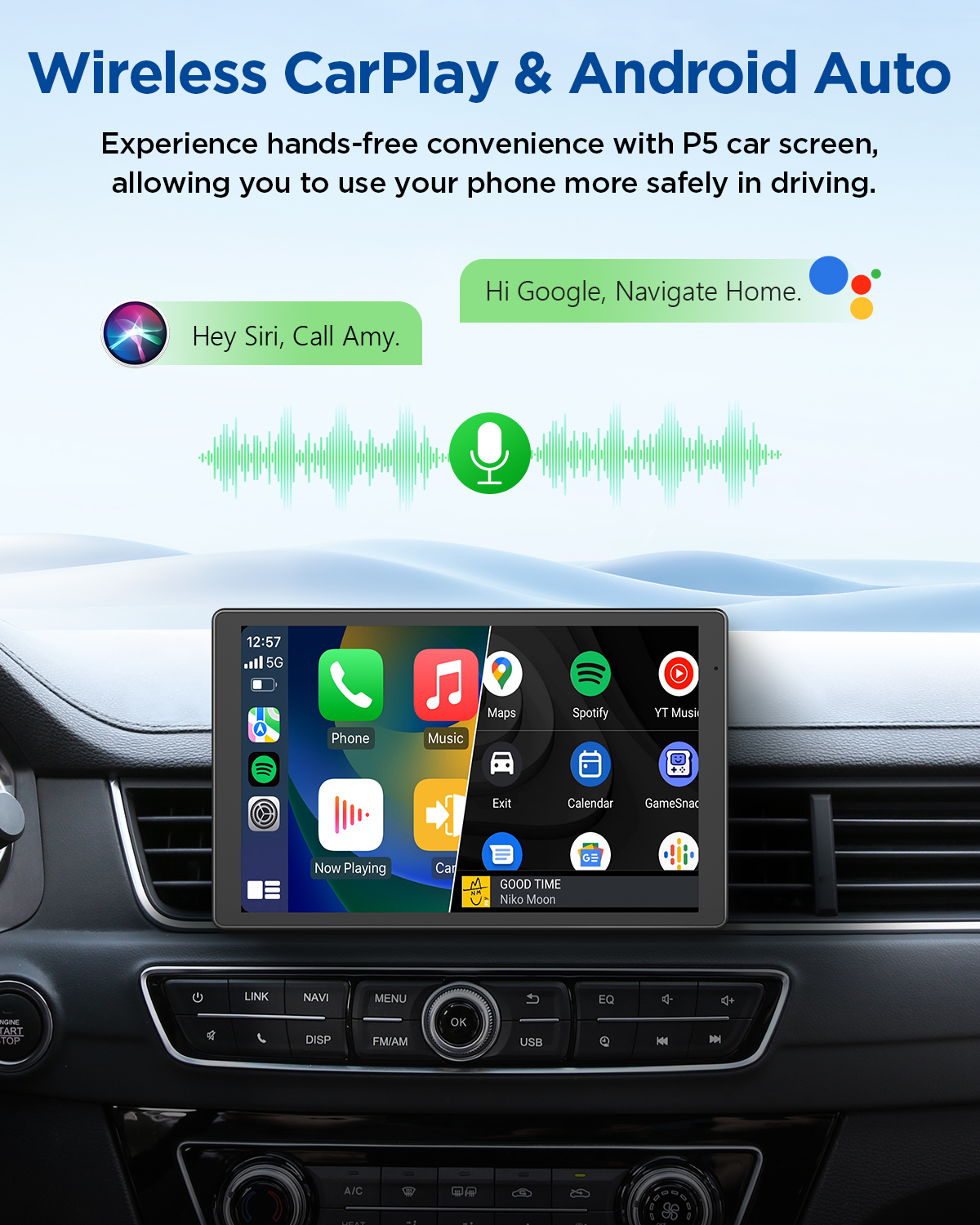 Eonon 8.95 Inch Portable Car Player Support Wireless CarPlay & Android ...