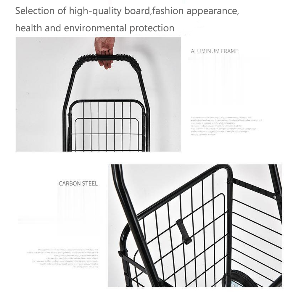 Folding Metal Shopping Cart - Sturdy, Large Capacity, Rolling Wheels ...