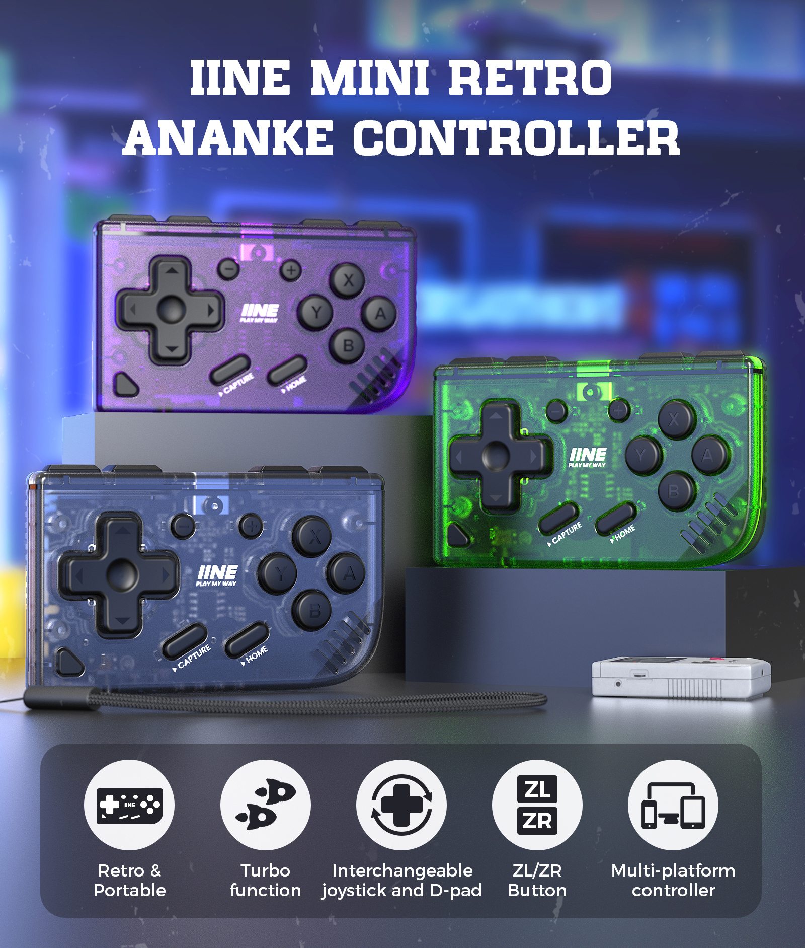 IINE Mini Retro Ananke Controller/ Turbo function & Interchangeable ...