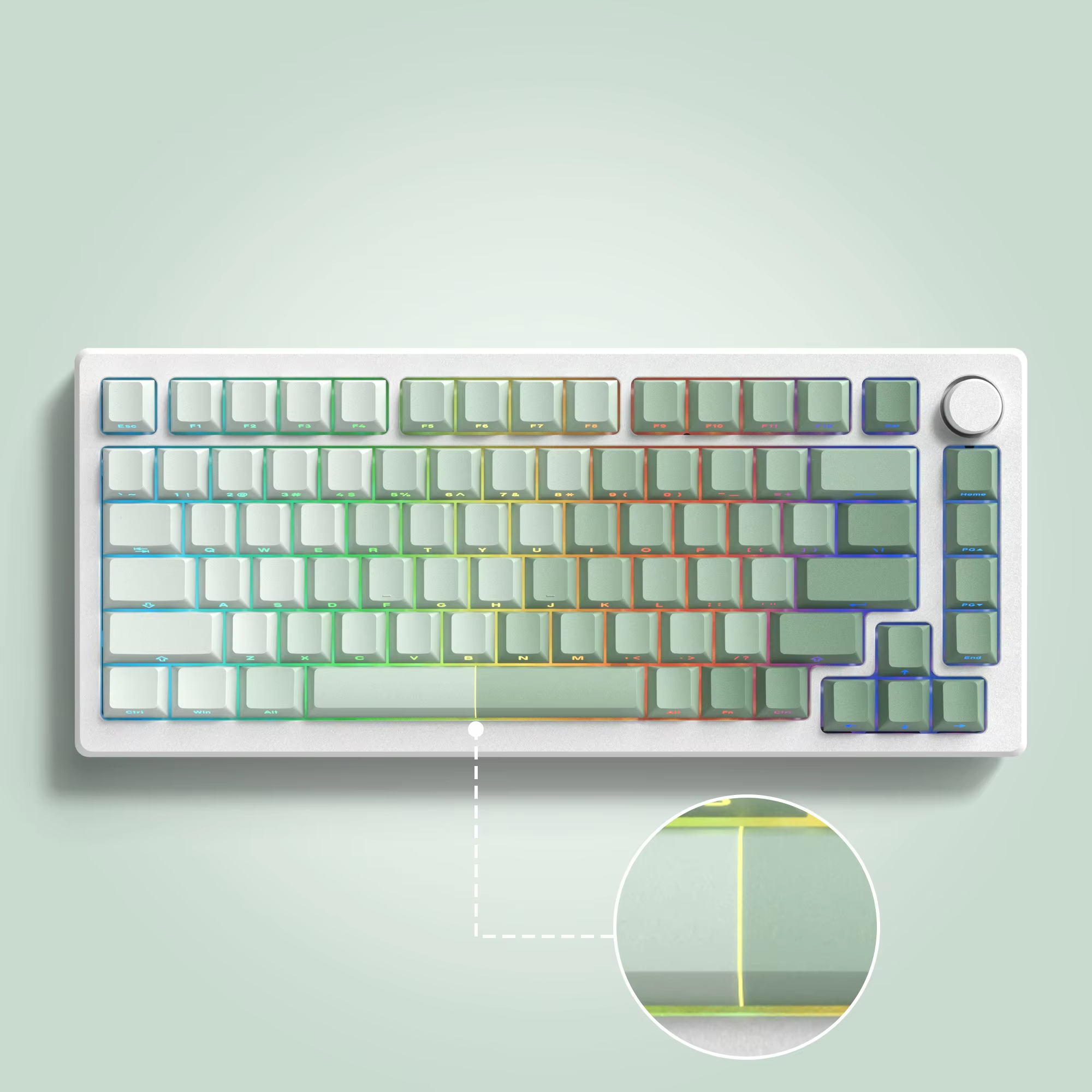 121 Keys Gradient Sea Green PBT Double Shot Side Printed Shine Through ...