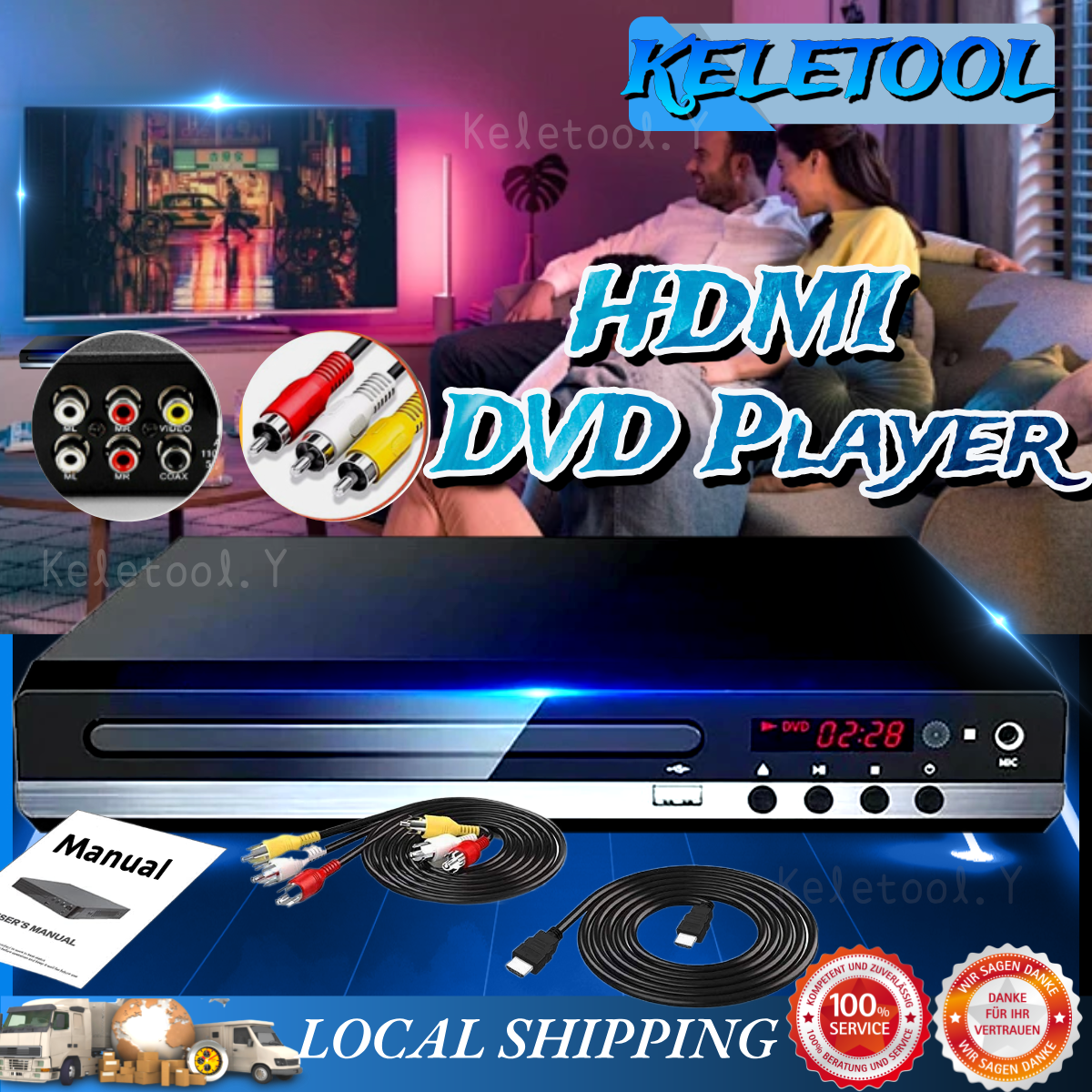 1080P HD HDMI DVD CD Player Multimedia Digital Home Theatre Support ...