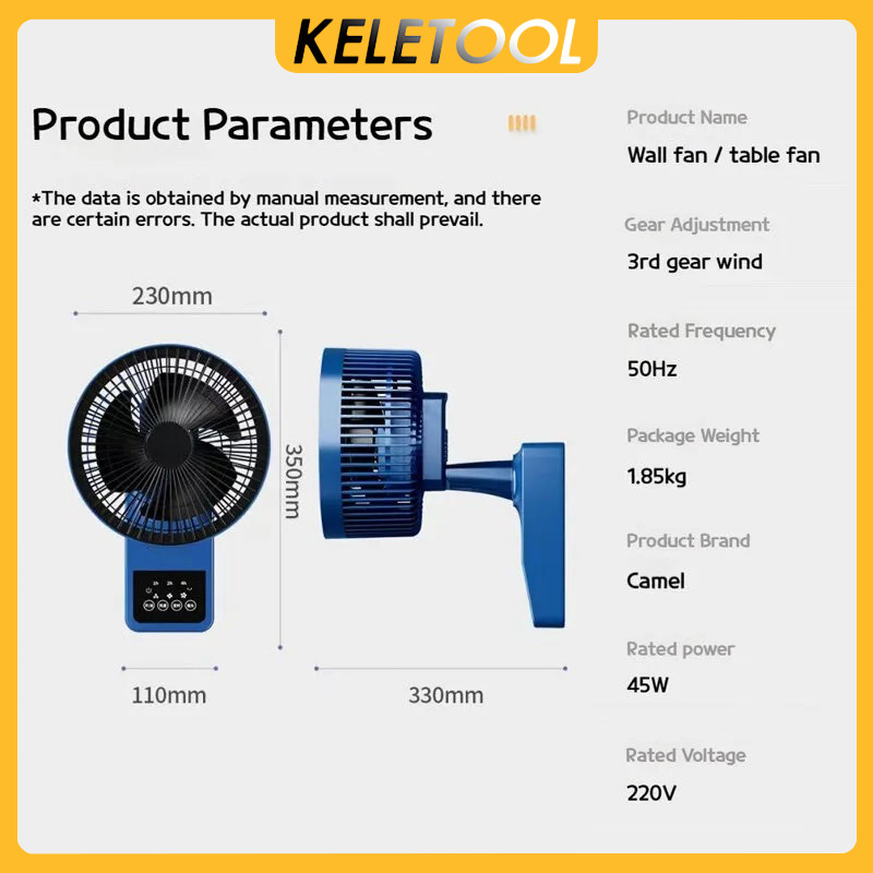 Wall Mount Fan 3 Speeds 3 Modes 7 Hours Timer 60 Oscillating ...