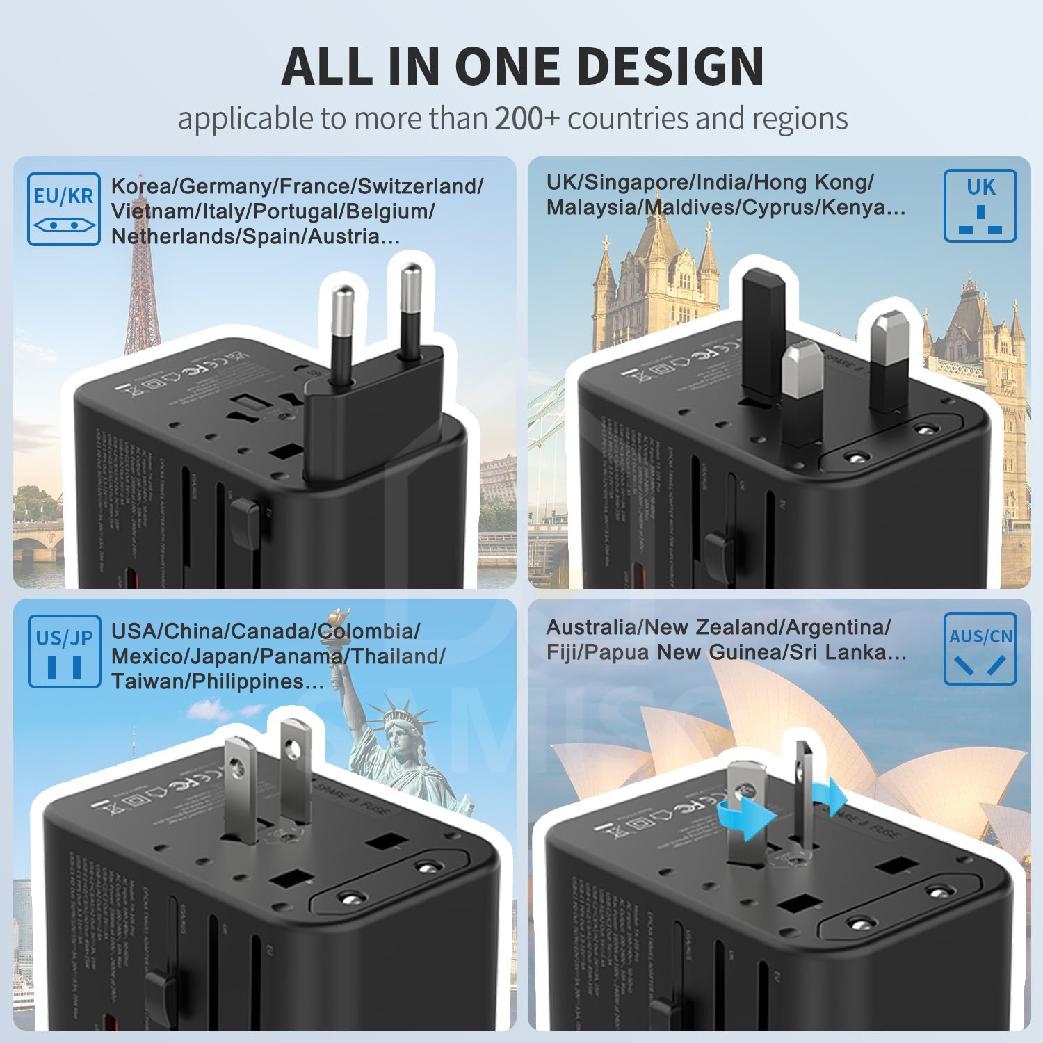 🇸🇬 SG Stock Universal Travel Adapter 65W Fast Charging, travel charger ...