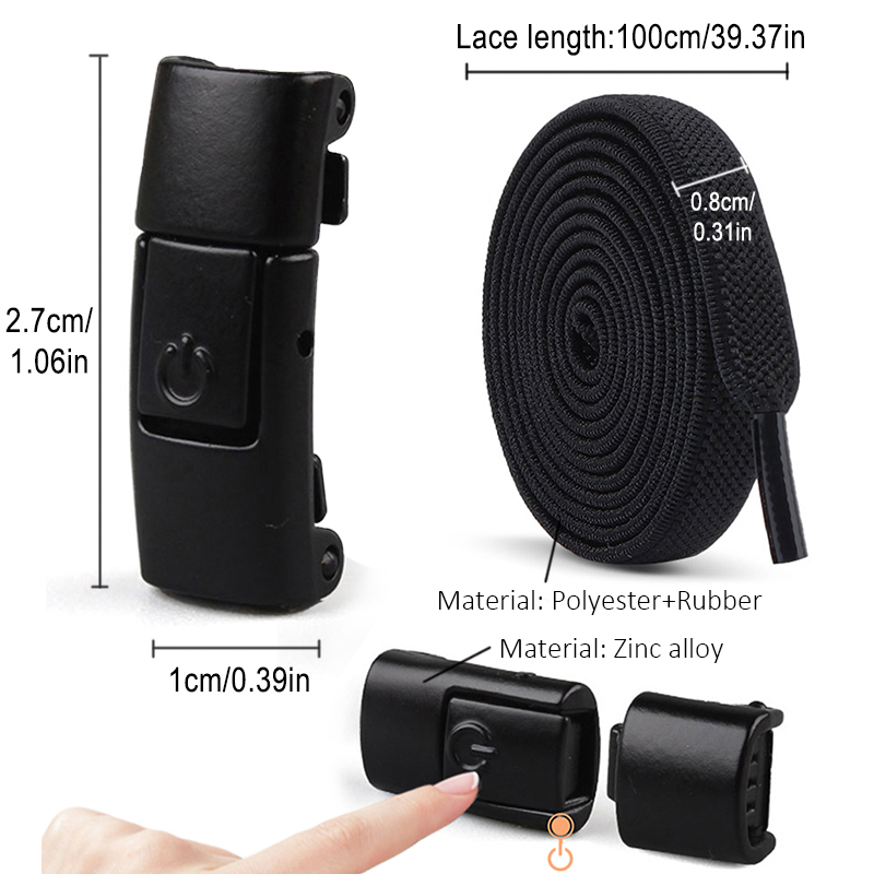 No Tie Shoe Laces Press Lock Flat Laces For Kids Adults 8mm Width Easy ...