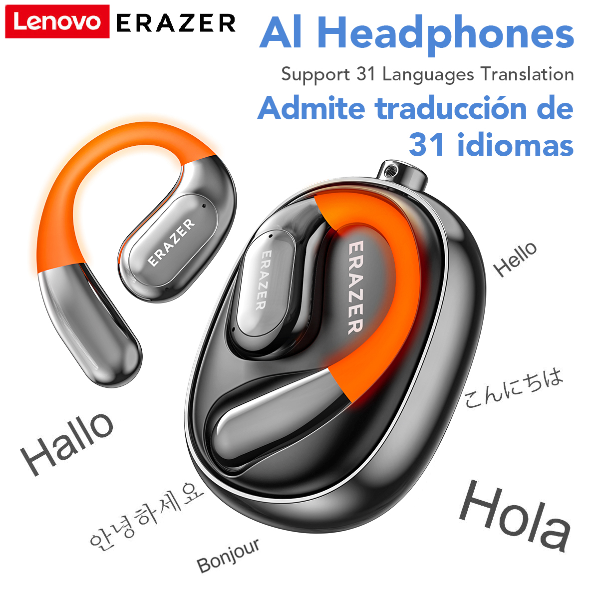 Lenovo ERAZER XF31 Al Smart Real-Time Translation Wireless Earphones ...