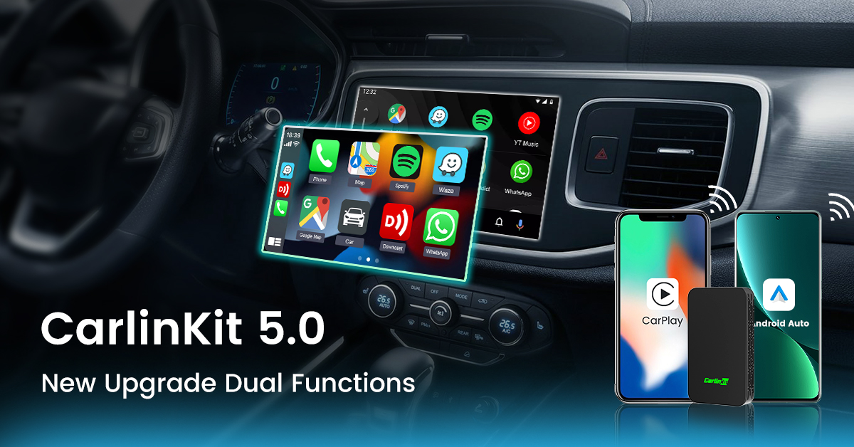 CarlinKit 5.0 New Arrival 2-in-1 dual functions Wireless CarPlay Wireless Android Auto Plug&Play ...