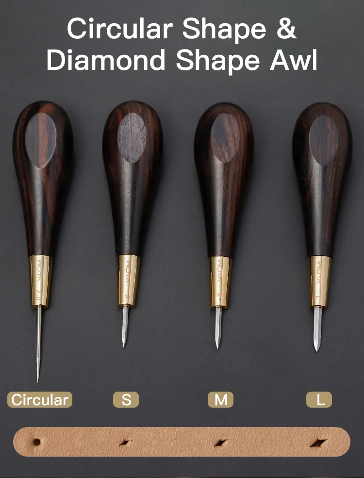 WUTA Generation Leather Stitching Awl Diamond Shape Ebony Blackwood ...