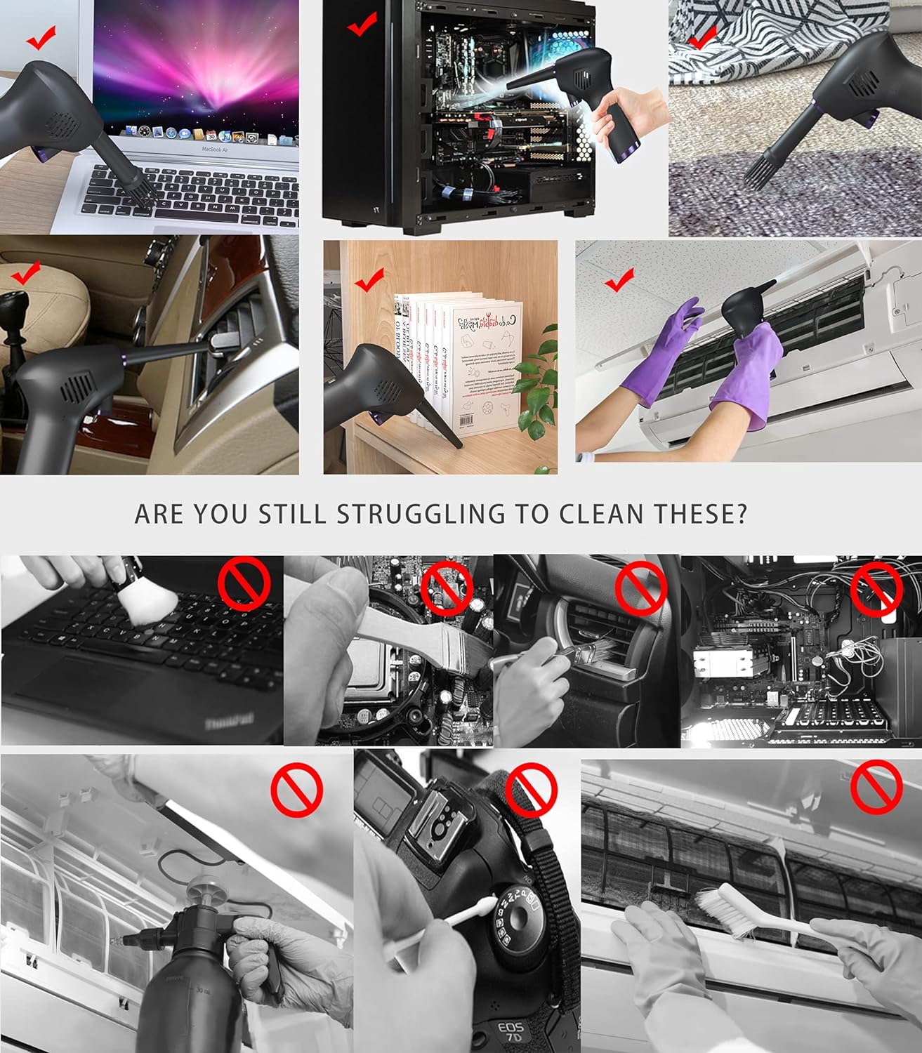 Air Duster for PC Cordless Electric Air Blower 15000mAh 61000 RPM 70M/S ...