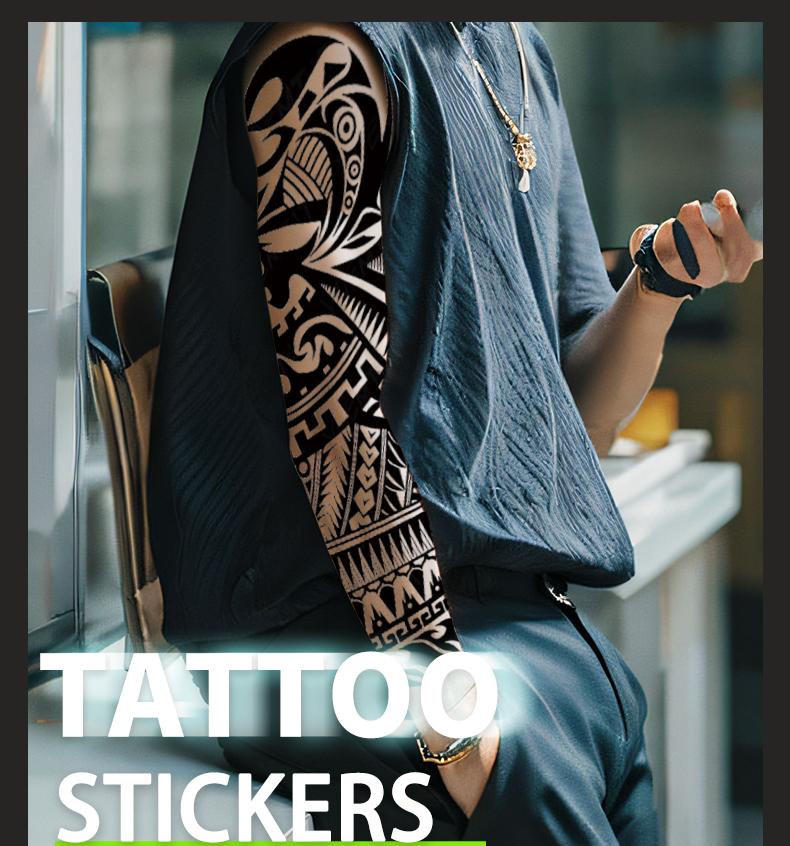 Tribal Arm Sleeve Temporary Tattoos Masculine Waterproof Sticker for ...