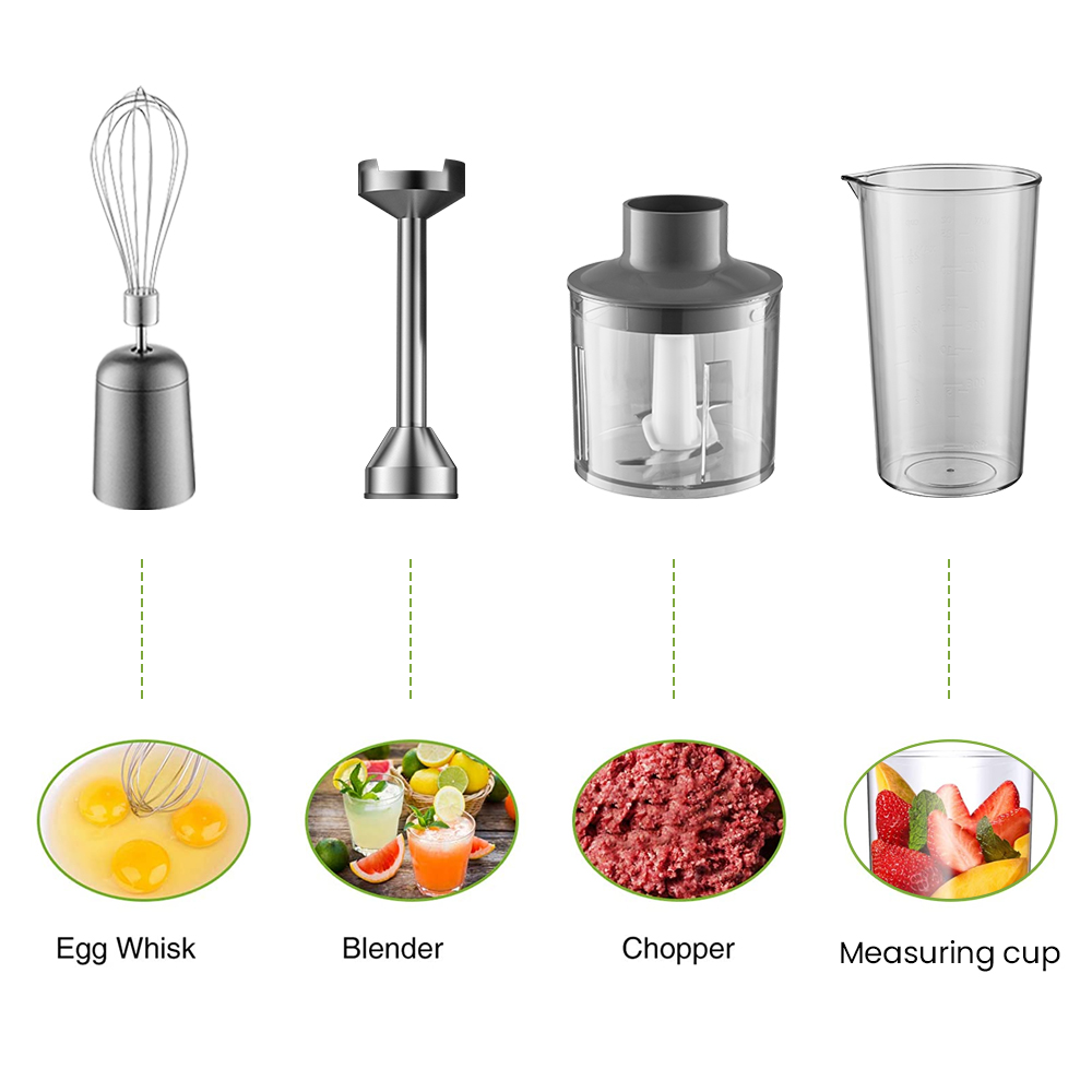 MIUI Powerful Hand Immersion Blender,4-in-1 Stainless Steel Stick Food ...