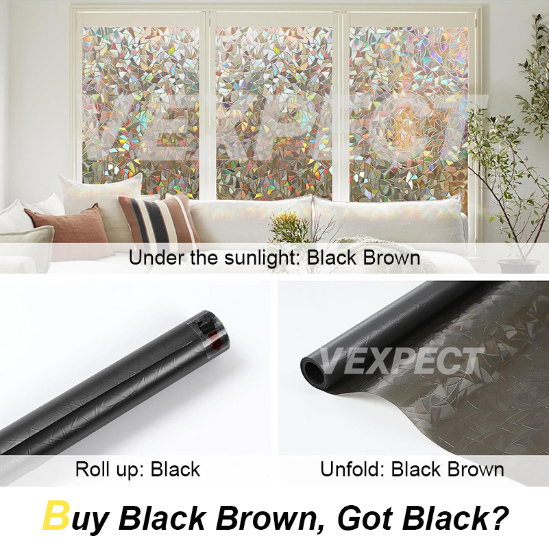 Window Film Sticker 3D, Rainbow Removable Non-Adhesive Decorative Glass ...