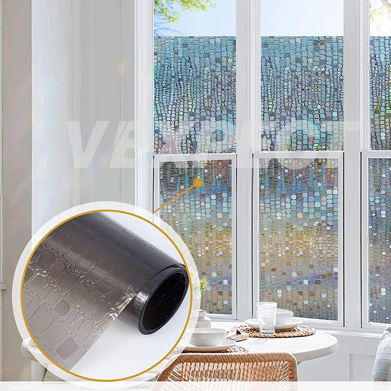Window Film Sticker 3D, Rainbow Removable Non-Adhesive Decorative Glass ...