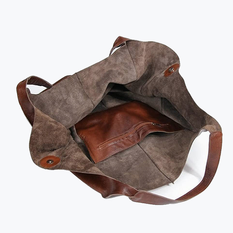 Leacat Retro minimalist large bag with soft leather and large capacity ...