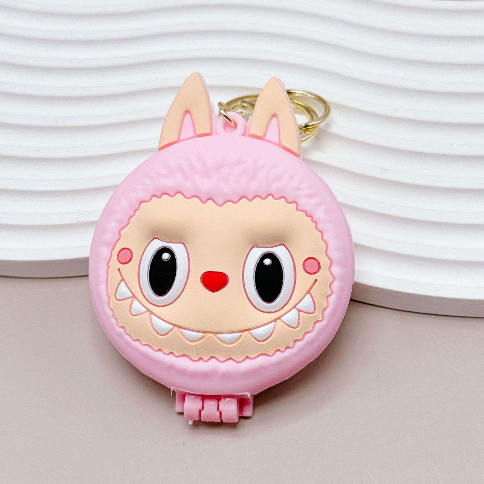 Portable Cute Labubu Multi-functional 3-in-1 Keychain Decorative Pendant with Airbag Comb Mirror ...