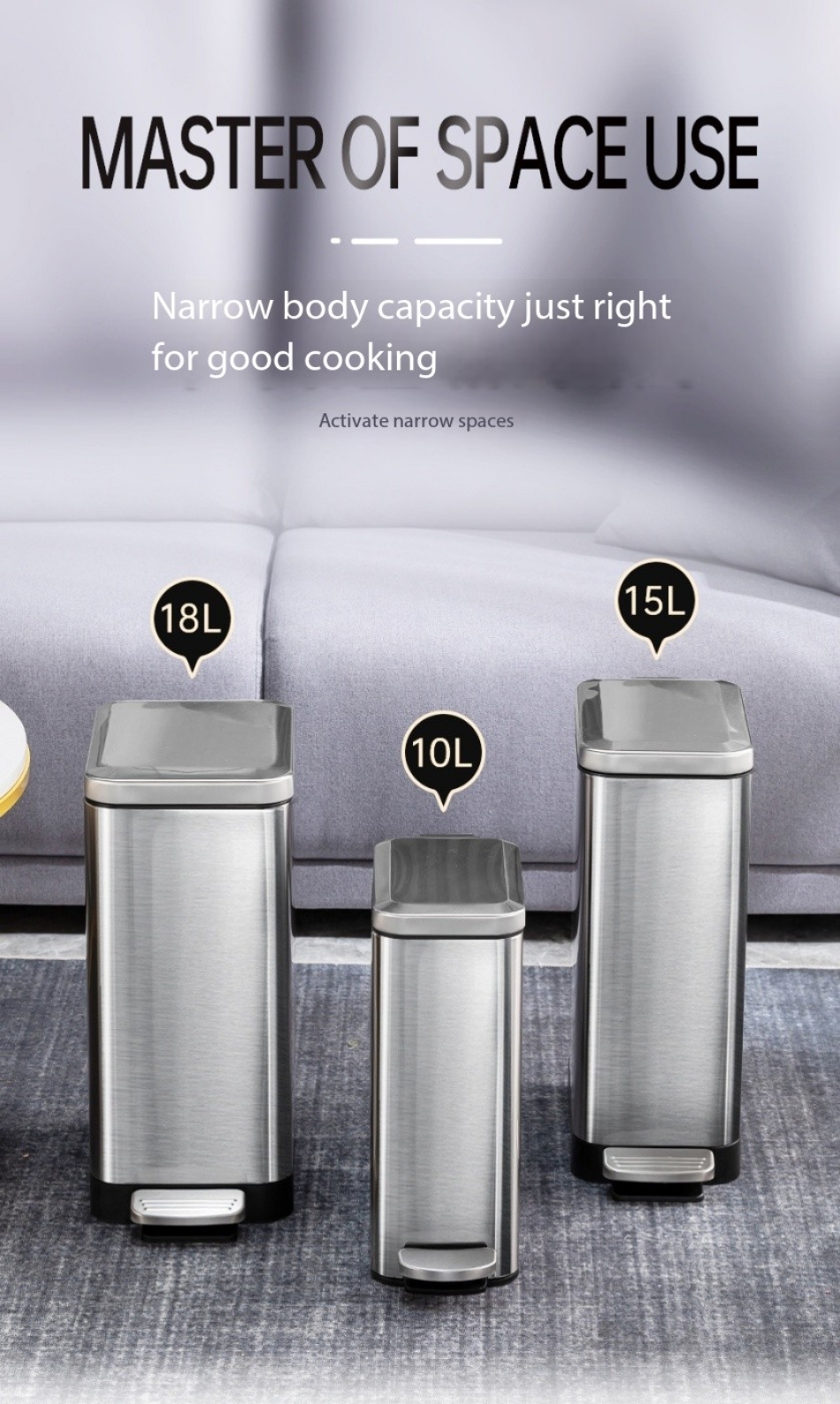 【SG】Stainless Steel Pedal Step Dustbin Auto Soft Close Lid Dust Bin 10L ...