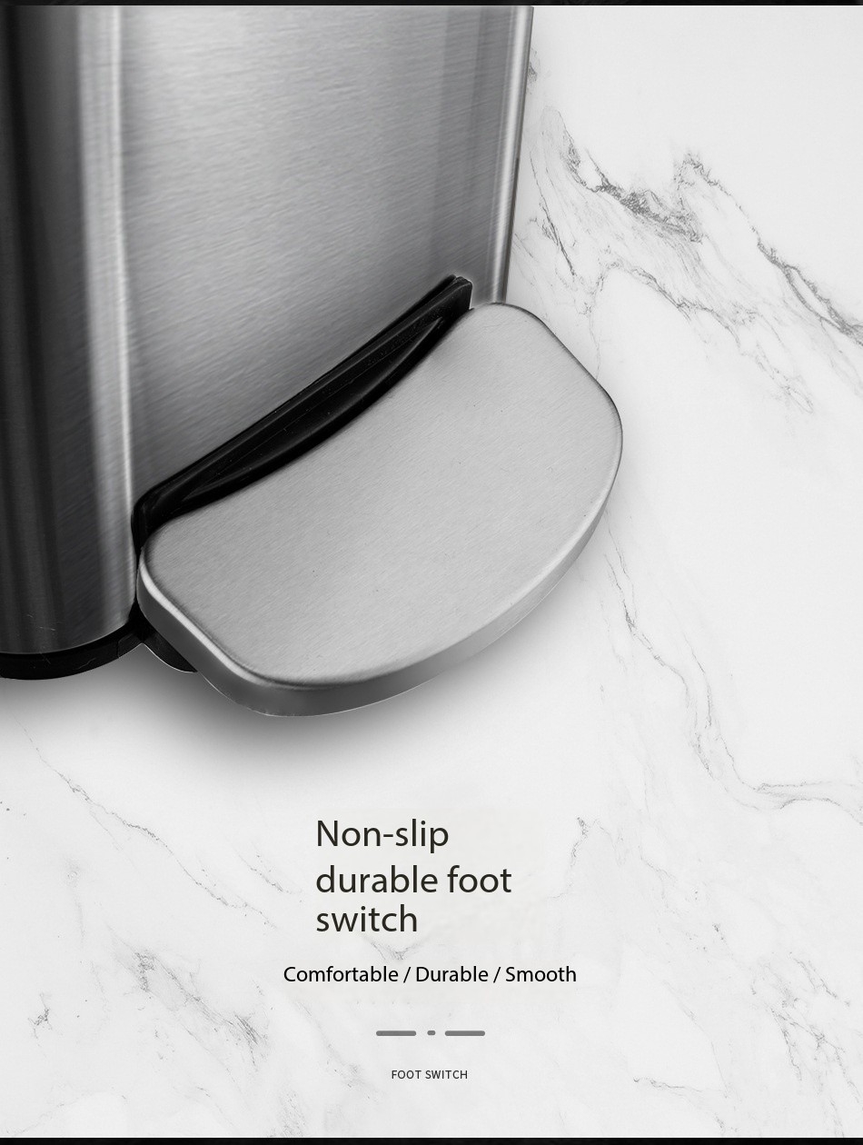 【SG】Stainless Steel Pedal Step Dustbin Auto Soft Close Lid Dust Bin 10L ...