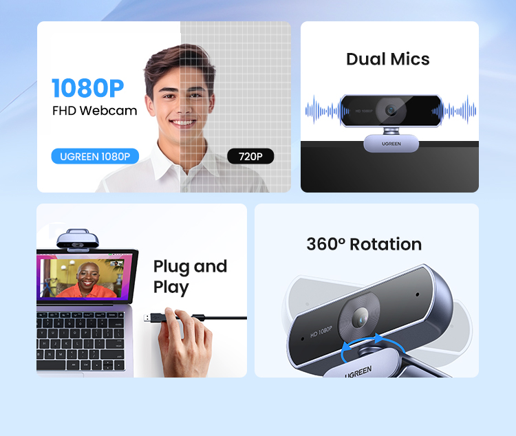 UGREEN Computer USB External Camera 1080P 30FPS 200W Pixels, Fixed ...