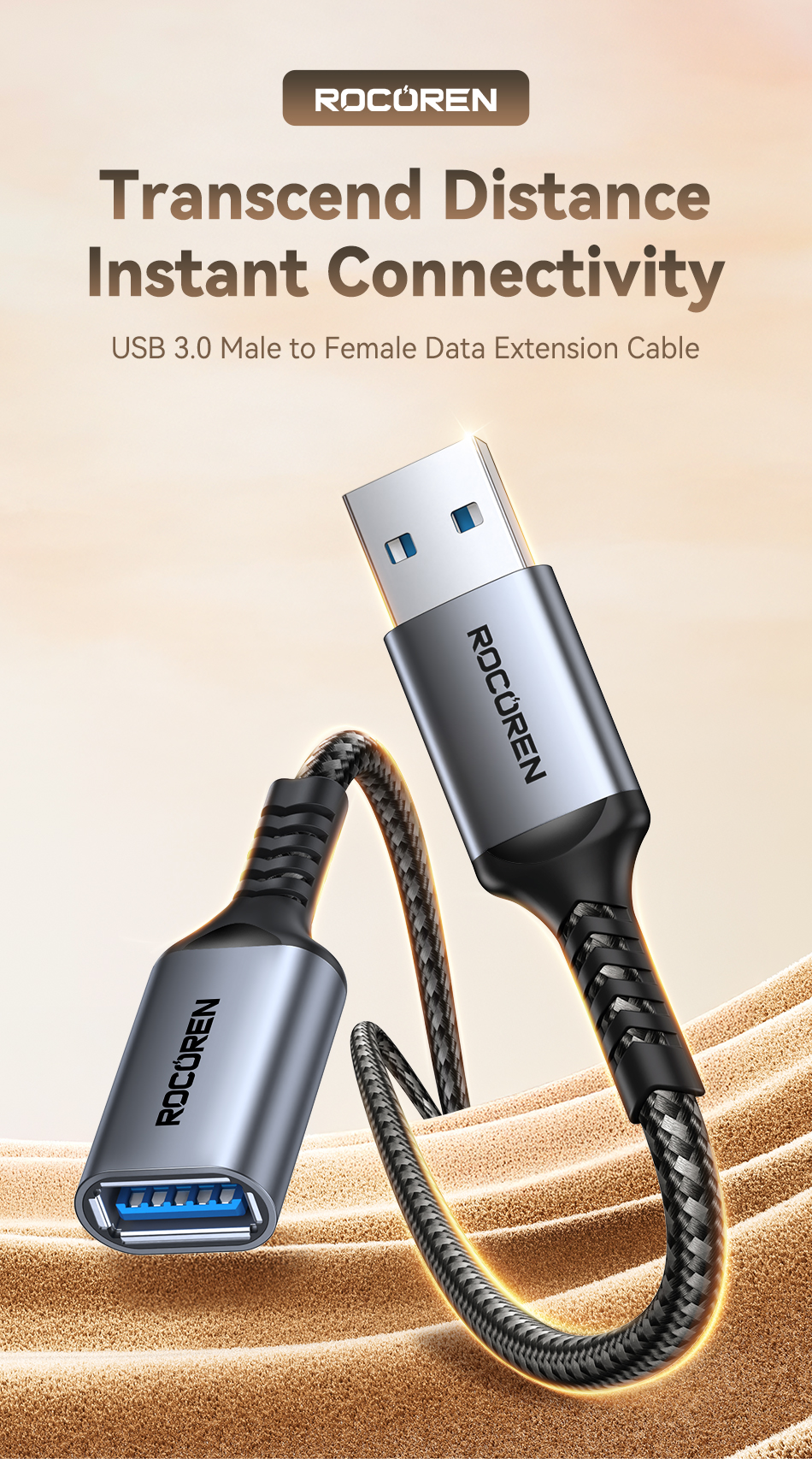 Rocoren USB 3.0 Male to Female Data Extension Cable | Shopee Singapore