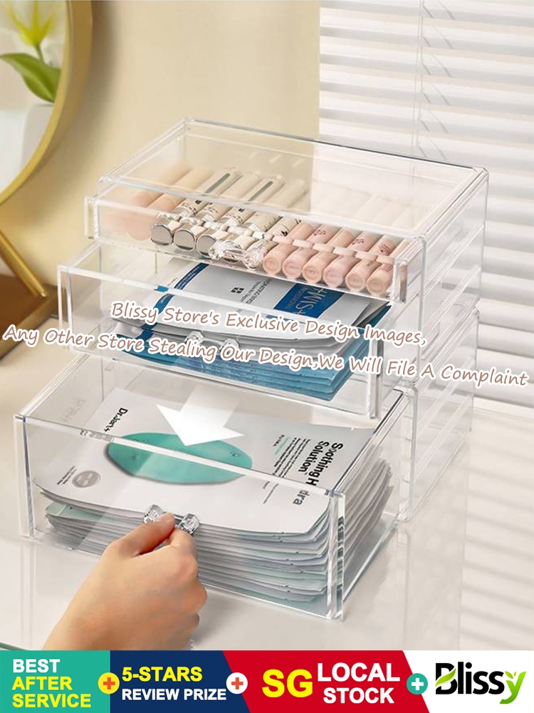 DUOZAN Acrylic Drawer Desktop Stackable Mask Storage Box Organizer Desk ...