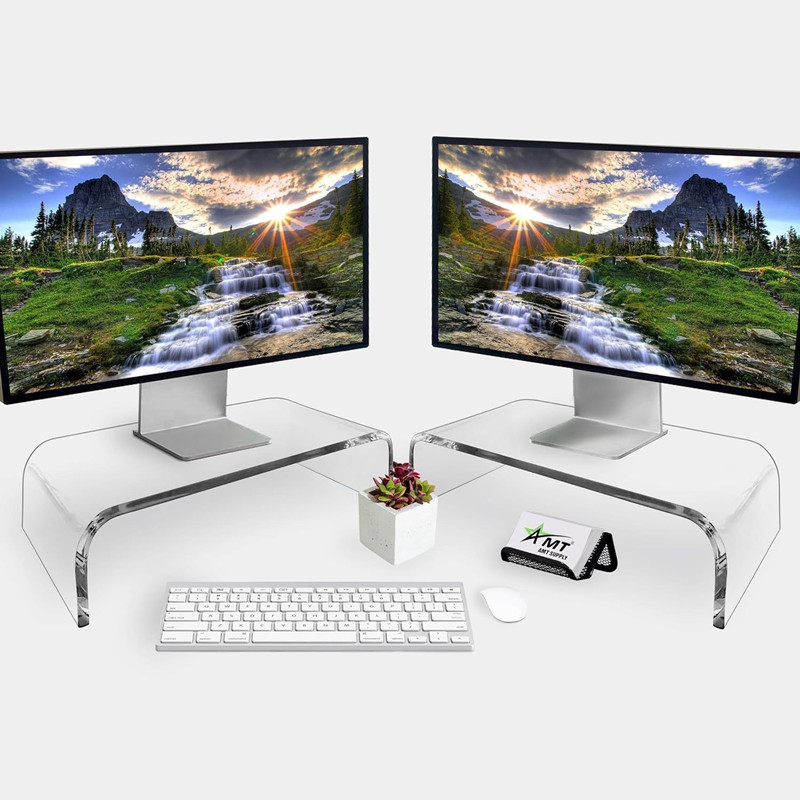 Dual Monitor Stand -Adjustable Length and Angle Dual Monitor Riser ...
