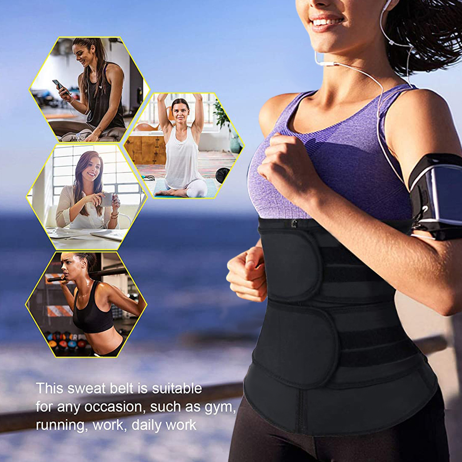 Neoprene Waist Trainer Belt for Workout and Sauna - Slimming Sweatband ...