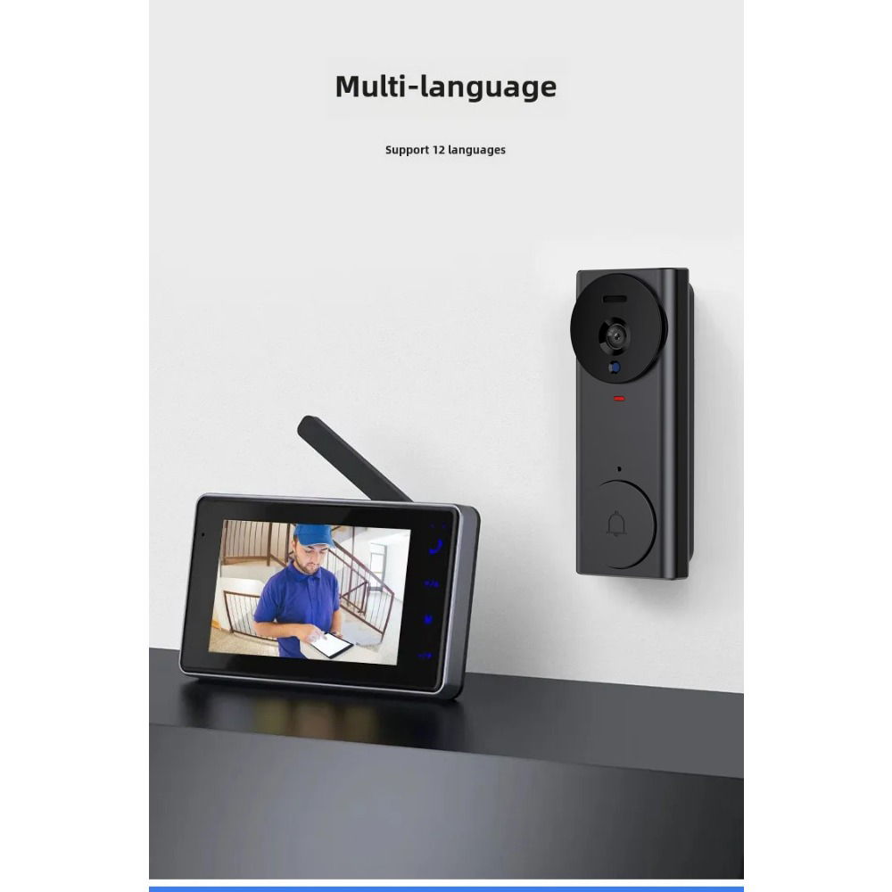 Wireless Video Doorbell 4.3-inch IPS Screen 130 Angel Doorbell Camera ...