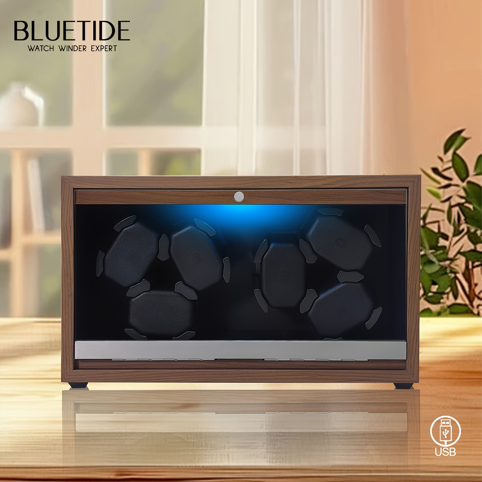 Watch Winder USB Powered Mechanical Watch Rotator Wooden Case Winding ...