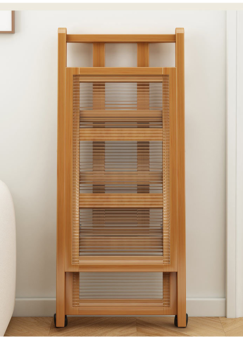 Foldable Wooden Shelf Rack With Wheels Bookshelf Multi-layer Floor ...