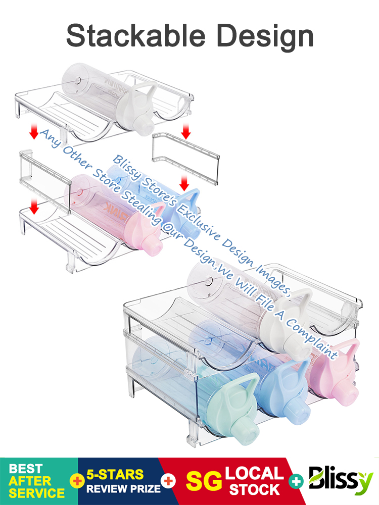 DUOZAN Water Bottle Organiser Stackable Bottle Holder Rack Fridge ...
