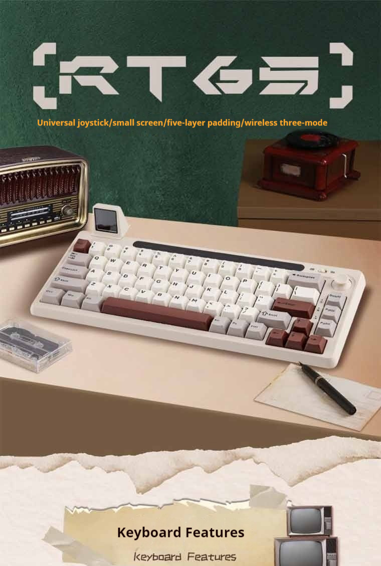 EPOMAKER RT65 retro mechanical keyboard with mini display screen ...