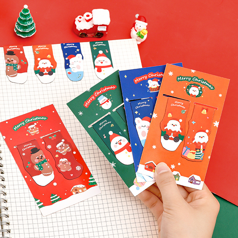 1Pc Cartoon Christmas Sticky Notes Cute Santa Claus Christmas Bookmark ...