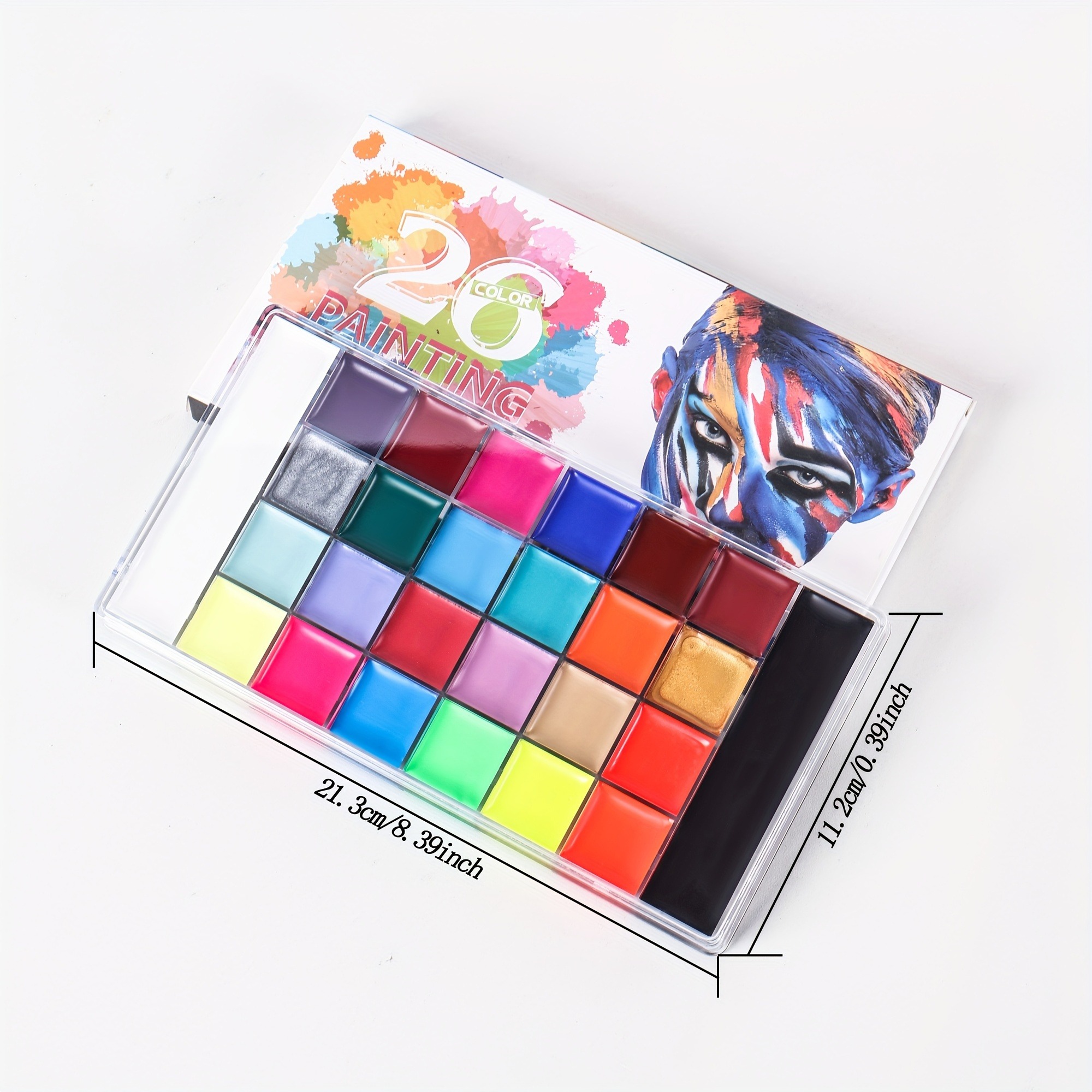 26-Color Body Painting Makeup Kit with 20 Classic Shades + 6 Glow-in ...